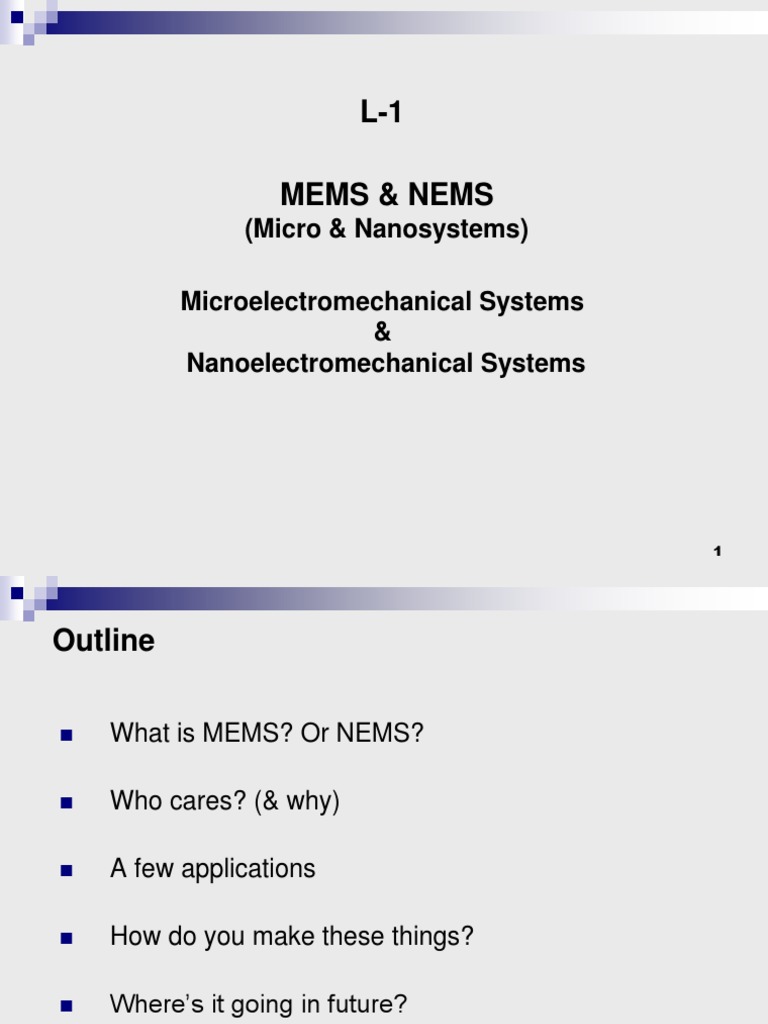 L-1 Mems+nems | PDF | Microelectromechanical Systems | Nanotechnology