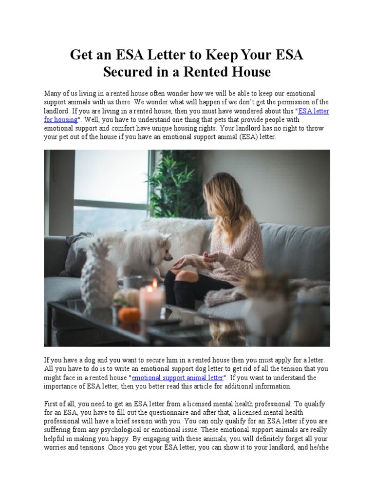 Get An ESA Letter To Keep Your ESA Secured in A Rented House | PDF ...