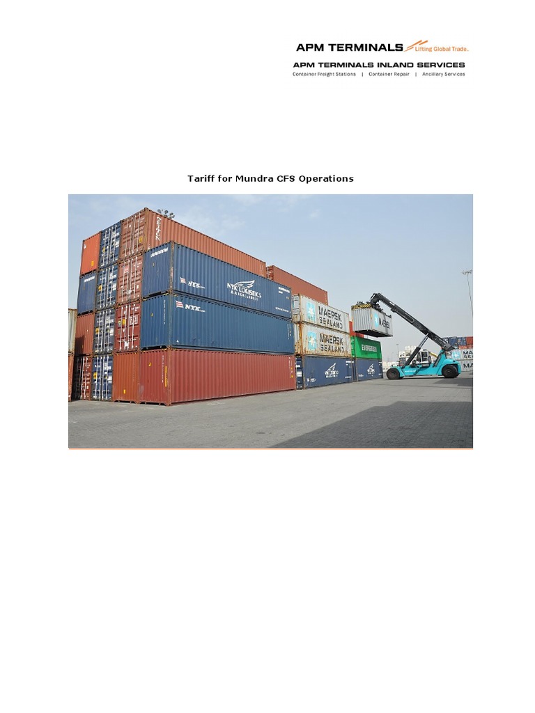 Tariff For Mundra CFS Operations | PDF | Cargo | Transport