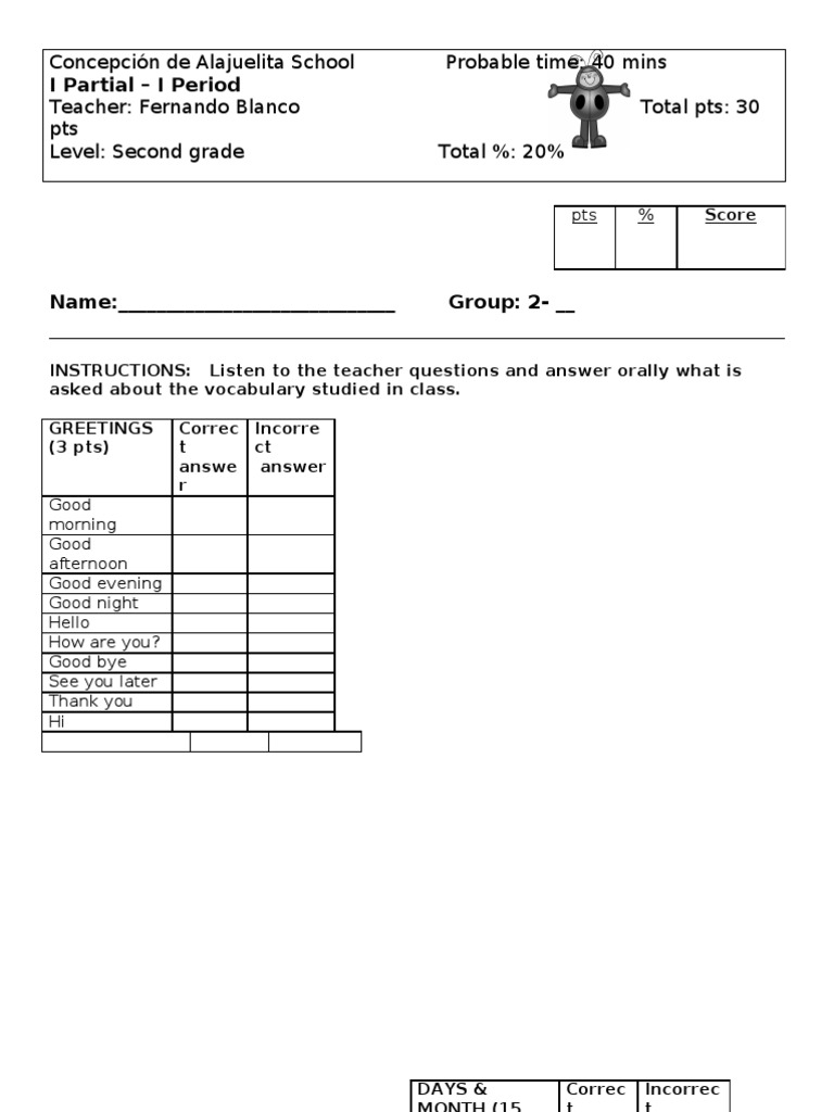 Concepción de Alajuelita Vocabulary Test | PDF