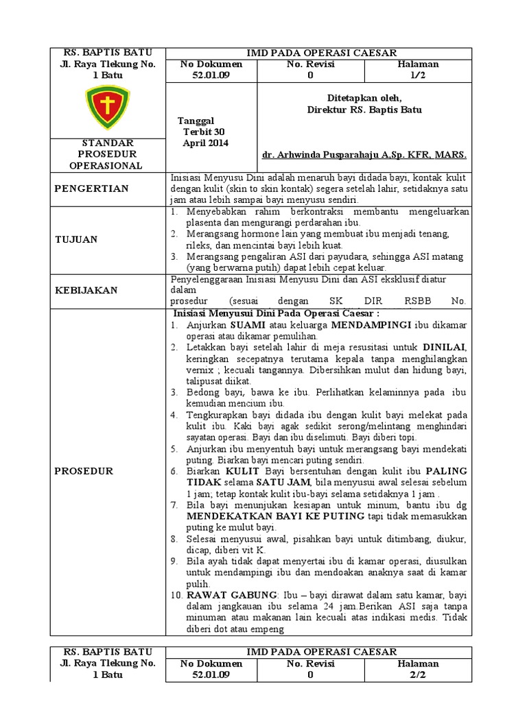 SPO IMD Pada Operasi Caesar | PDF | Kesehatan Holistik