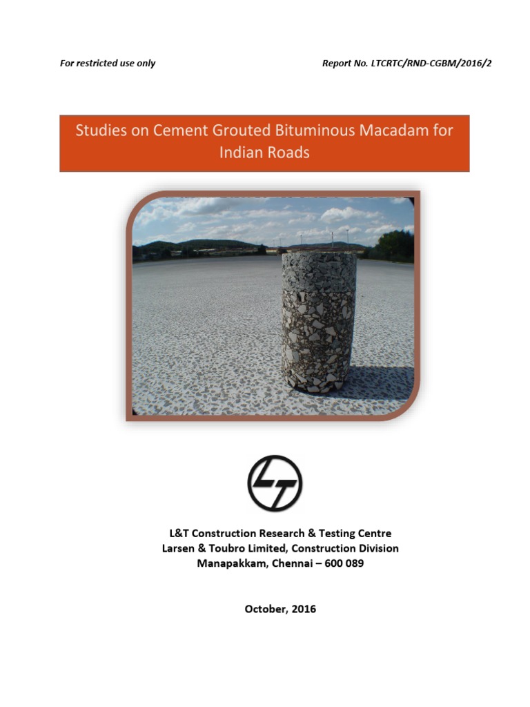 Studies On Cement Grouted Bituminous Macadam For Indian Roads | PDF | Road Surface | Concrete
