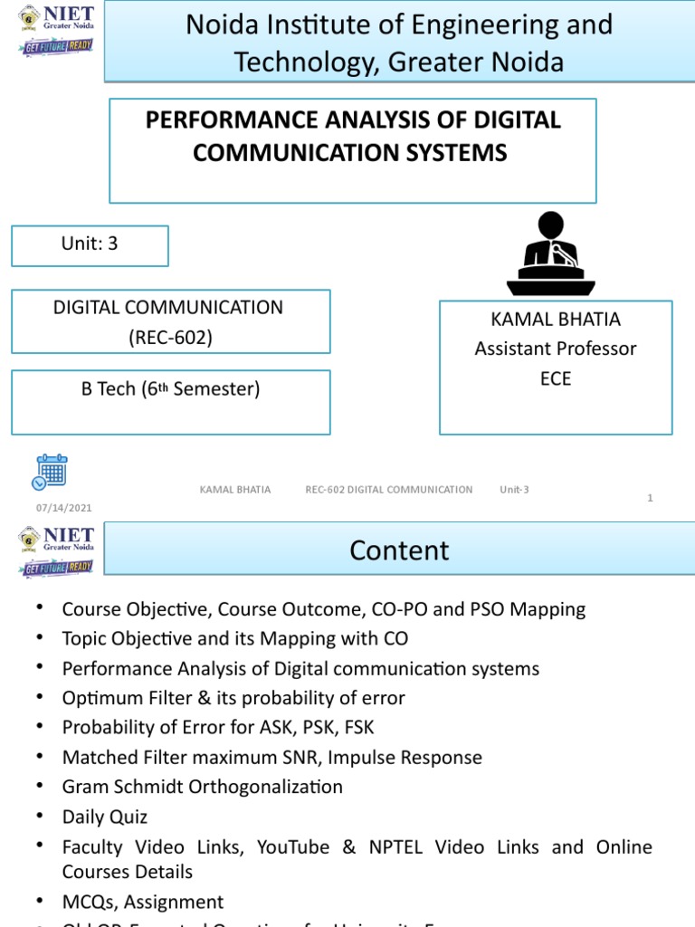 Performance Analysis of Digital Communication Systems: Unit: 3 | PDF ...