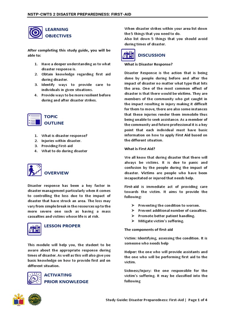 First Aid in NSTP-CWTS Disaster Prep | PDF | Burn | Wound