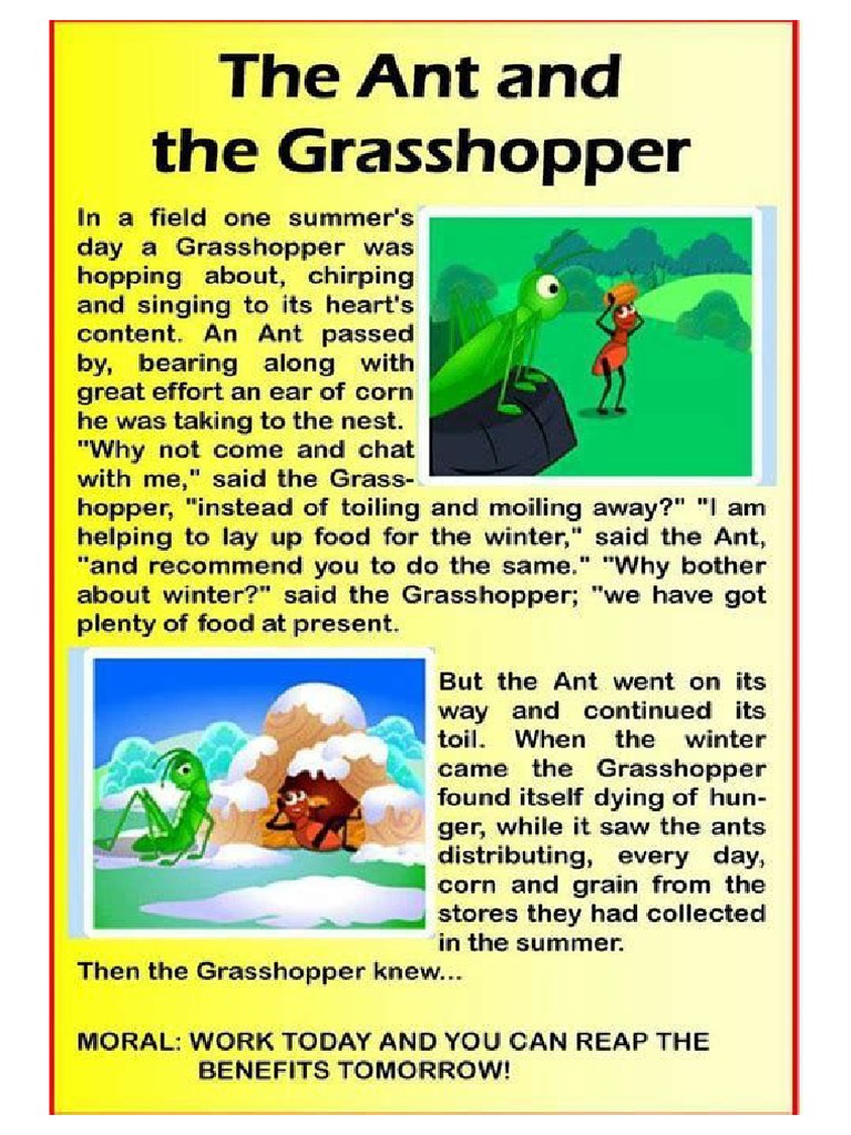 The Ant And The Grasshopper Story Printable