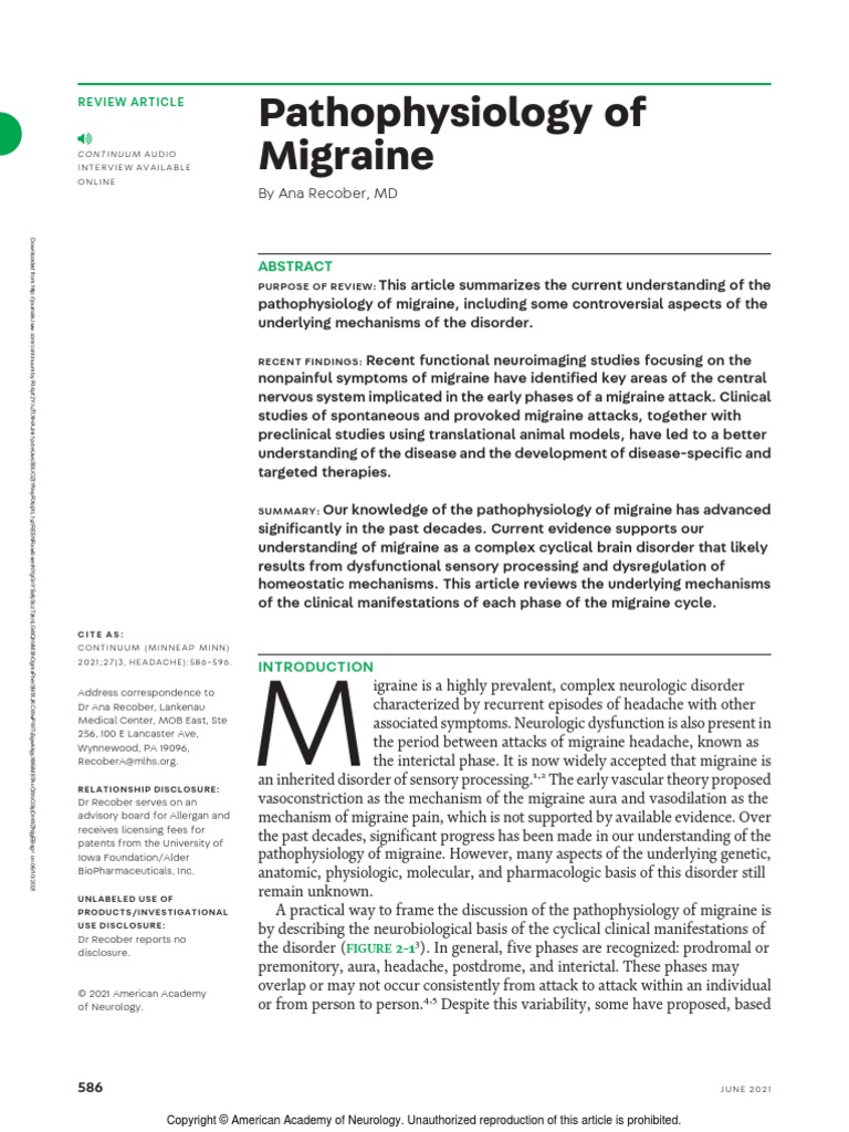 Pathophysiology of Migraine.5 | PDF | Migraine | Headache