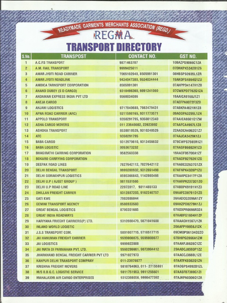 Transport Directory | PDF