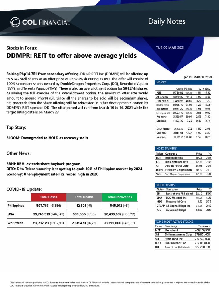 DDMPR: REIT To Offer Above Average Yields: Stocks in Focus | PDF ...