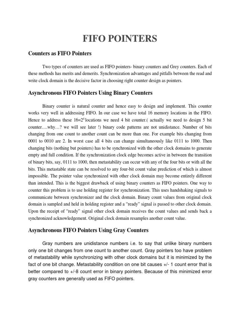 Counters As Fifo Pointers Pdf Pointer Computer Programming Computer Architecture 