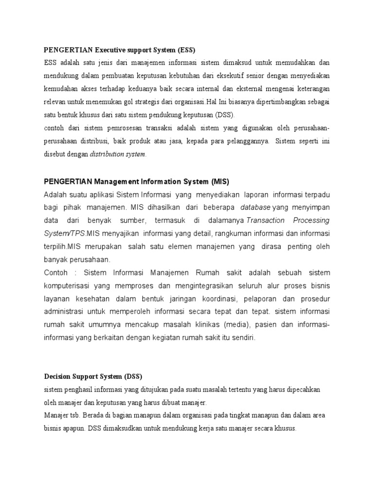 PENGERTIAN Executive Support System | PDF