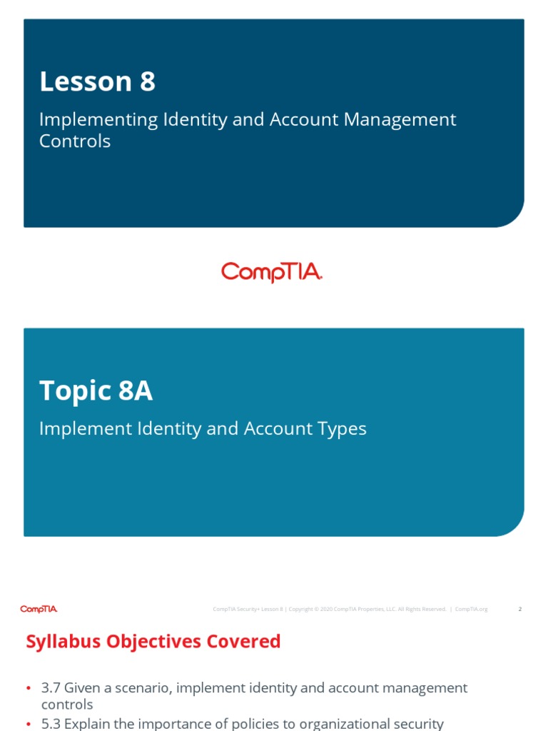 Lesson 8: Implementing Identity and Account Management Controls | PDF | Computer Access Control ...