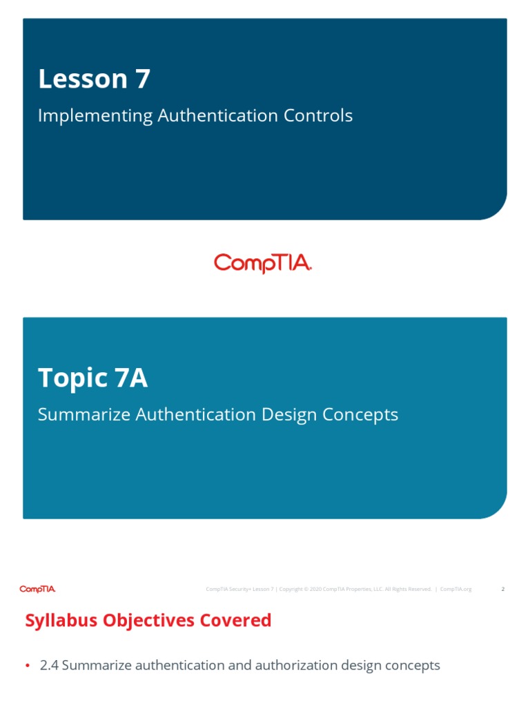 Lesson 7: Implementing Authentication Controls | PDF | Password | Authentication
