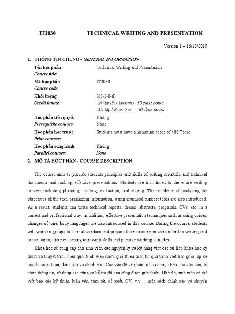 It2030 Technical Writing and Presentation | PDF