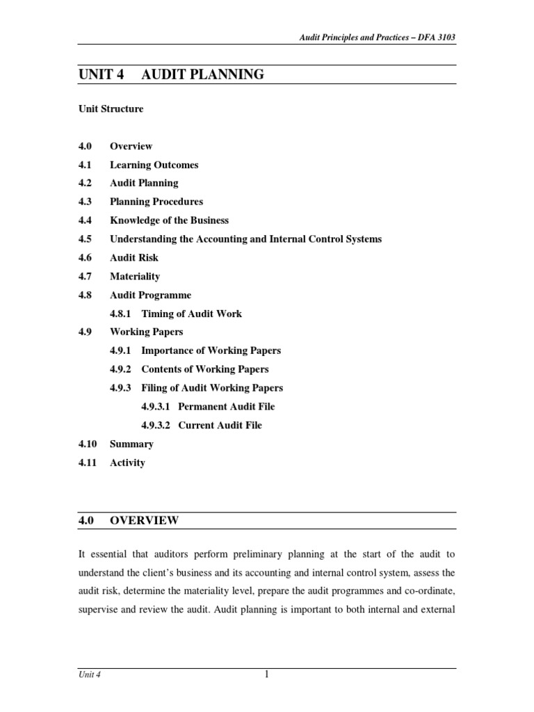 3 Audit Planning | PDF | Audit | Internal Control