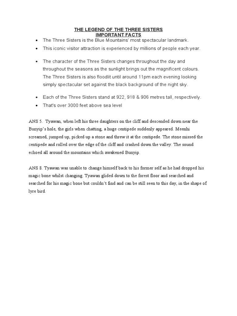The Legend of the Three Sisters | PDF | History
