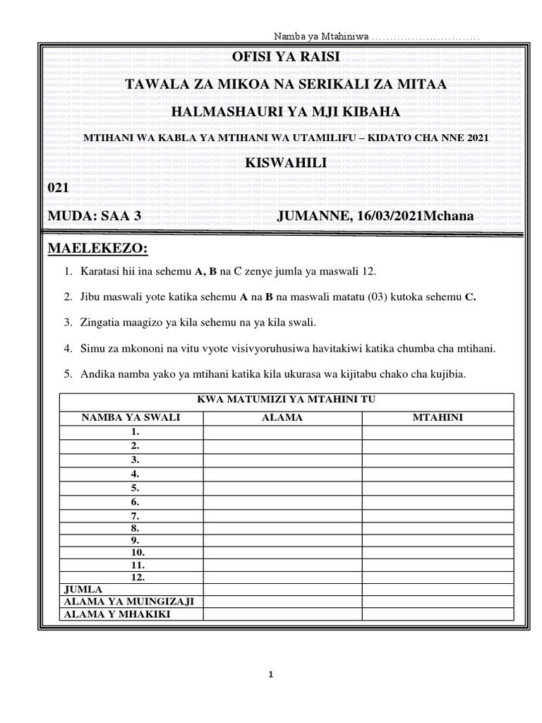 Ofisi Ya Raisi Tawala Za Mikoa Na Serikali Za Mitaa Halmashauri Ya Mji Kibaha | PDF | Languages ...