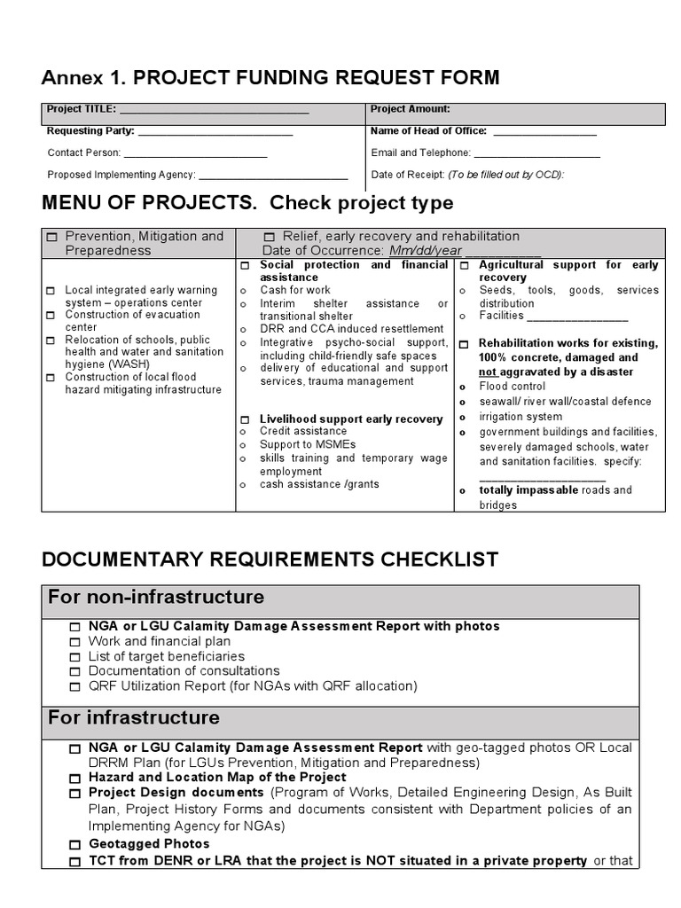 Project Funding Request Form Template | PDF | Emergency Management ...