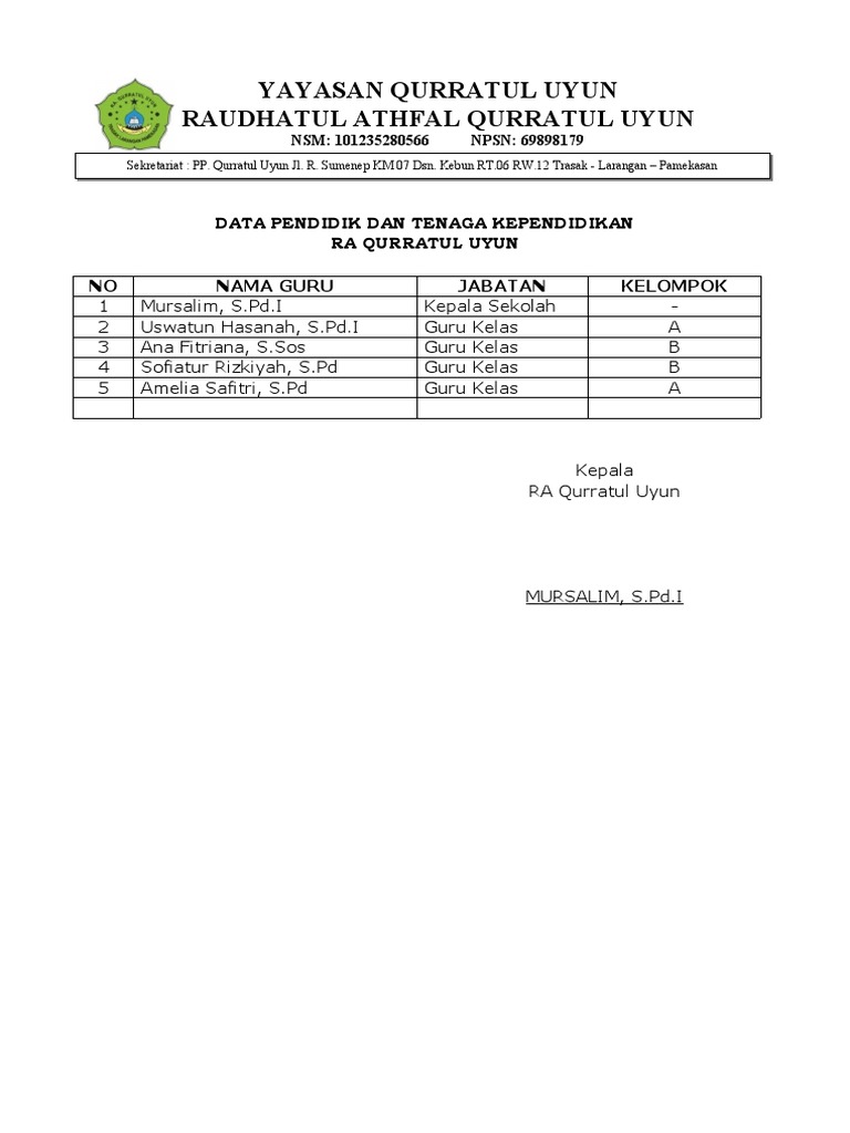 Data Pendidik Dan Tenaga Kependidikan | PDF