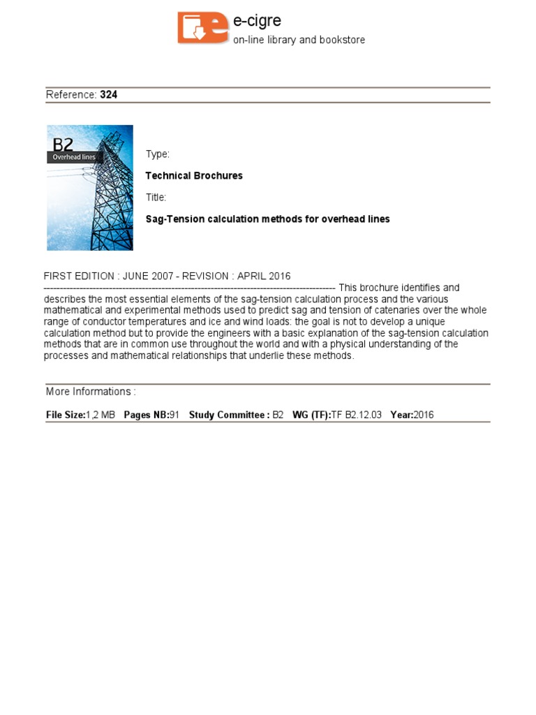324 Sag Tension Calculation Methods For Overhead Lines | PDF