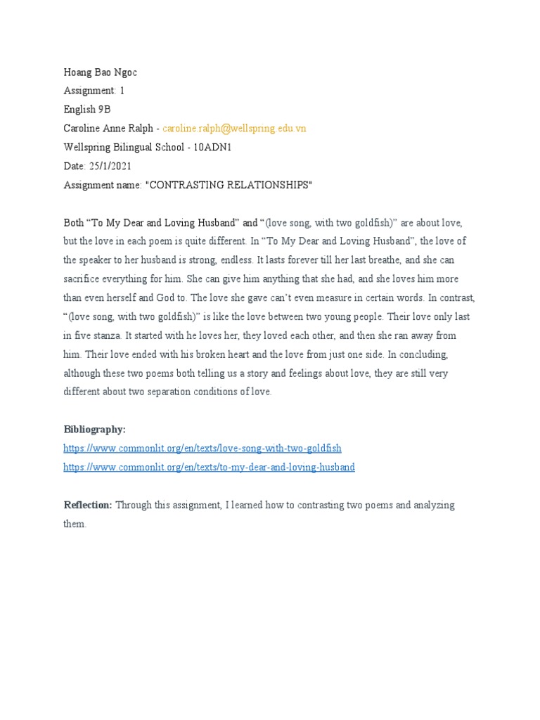 Assignment 1 - English 9B | PDF