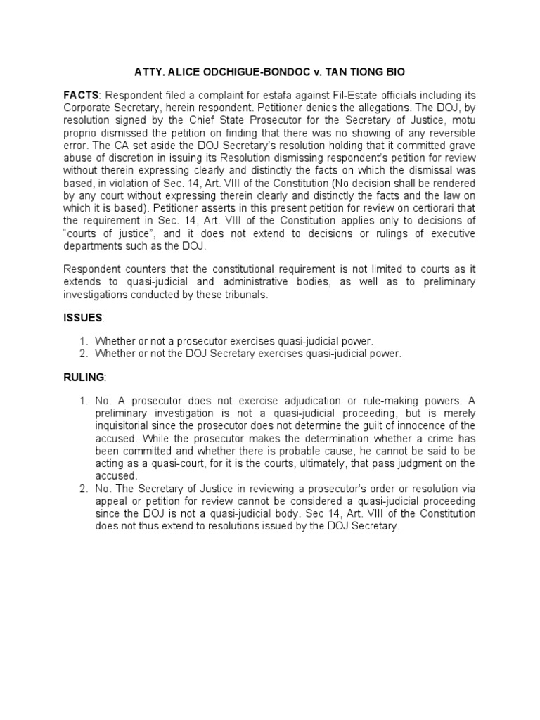 ATTY. ALICE ODCHIGUE-BONDOC v. TAN TIONG BIO | PDF | Law