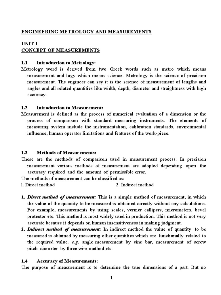 Metrology-and-Measurements-Notes MCQ | PDF | Engineering Tolerance ...