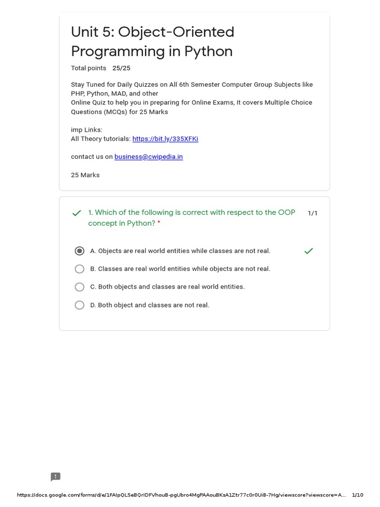 Unit 5: Object-Oriented Programming in Python | PDF | Method (Computer Programming) | Class ...