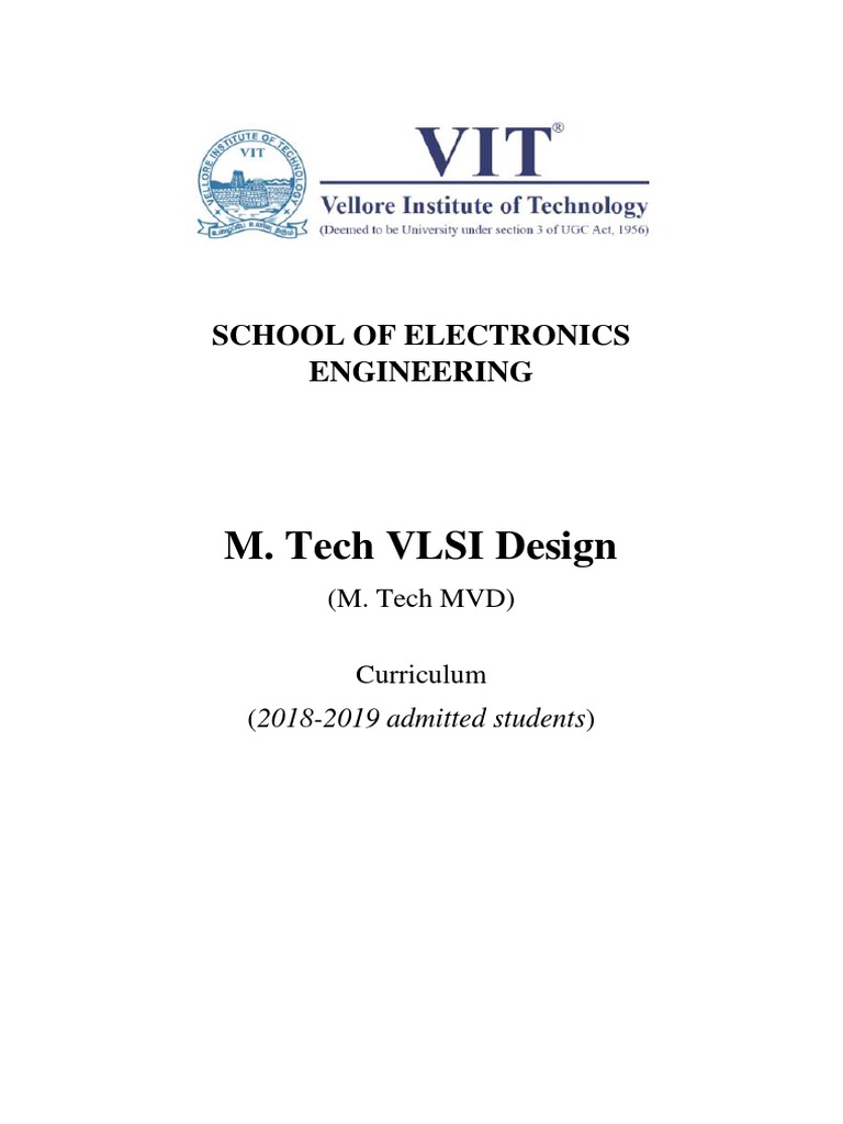 M. Tech VLSI Design: School of Electronics Engineering | PDF | Mosfet ...