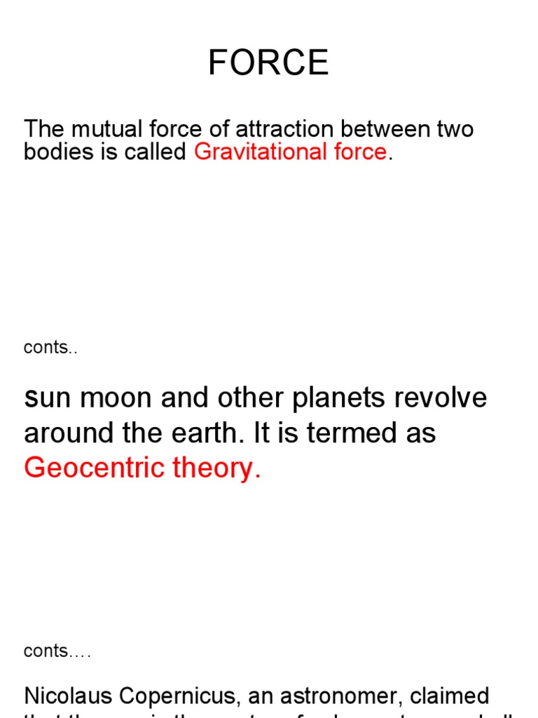 Force: The Mutual Force of Attraction Between Two Bodies Is Called ...