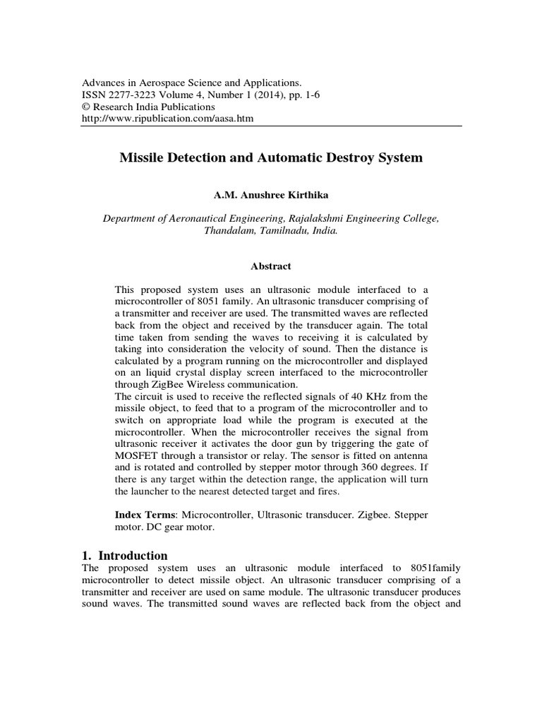 Microcontroller Based Missile Detection Pdf Microcontroller