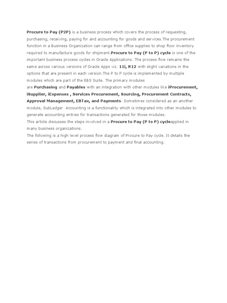 Procure To Pay Process | PDF | Accounts Payable | Invoice