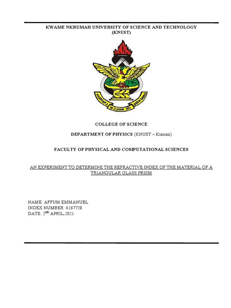 First Formal Report | PDF | Prism | Refraction