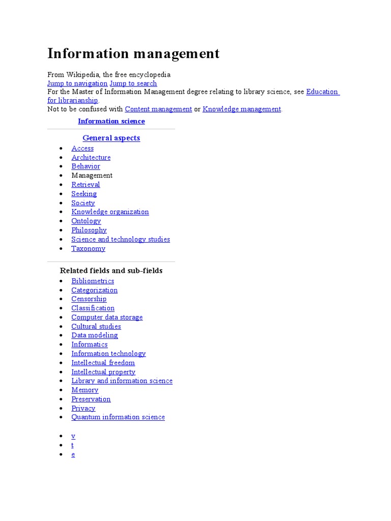 Information Management | PDF | Information Management | Information Science