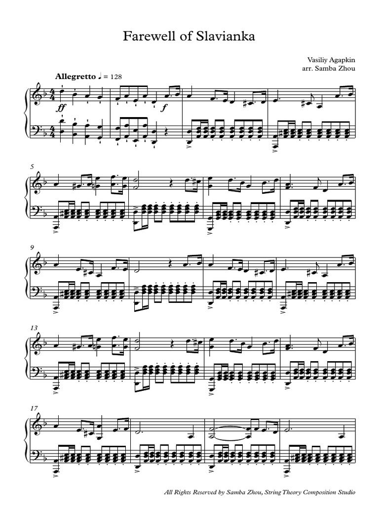 Farewell of Slavianka (Piano) | PDF | Divertissement (Général)