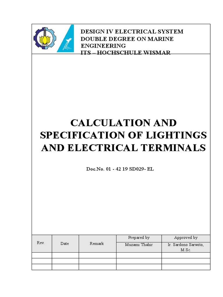 Calculation and Specification of Lightings and Electrical Terminals ...