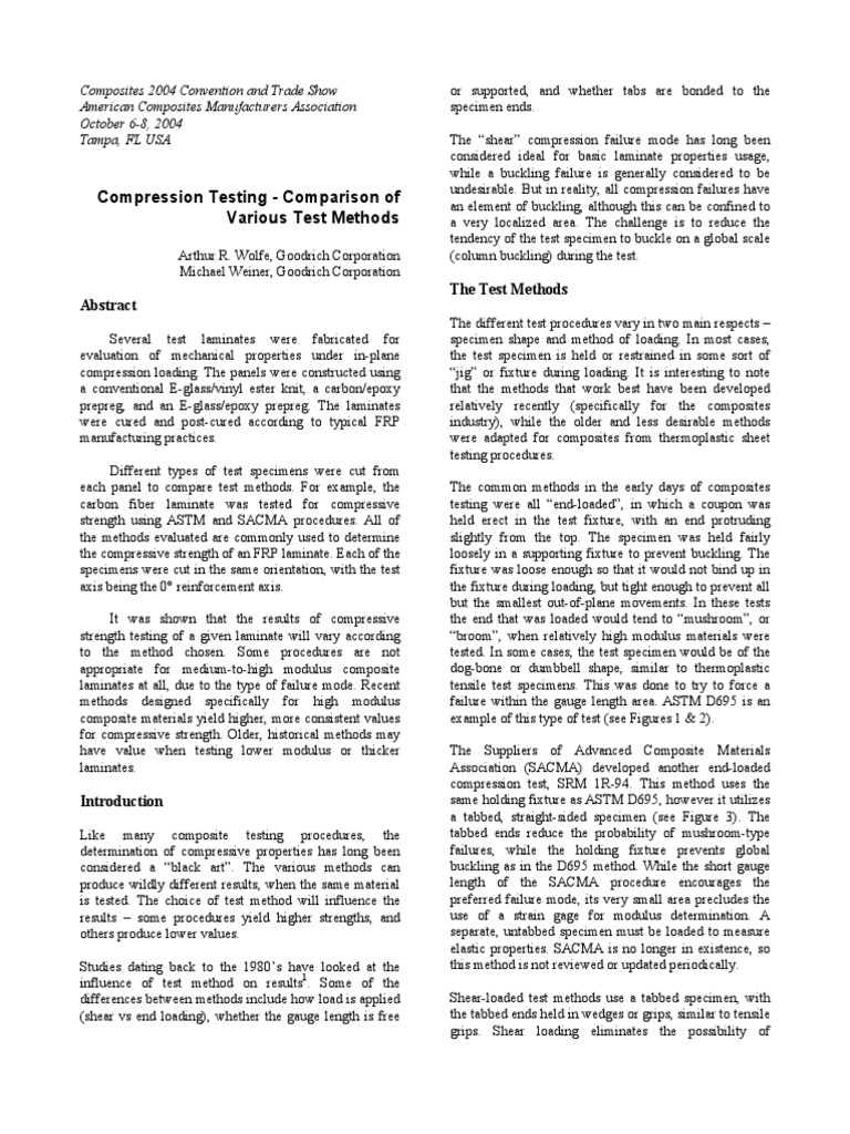 Compression Test Methods | PDF | Composite Material | Buckling