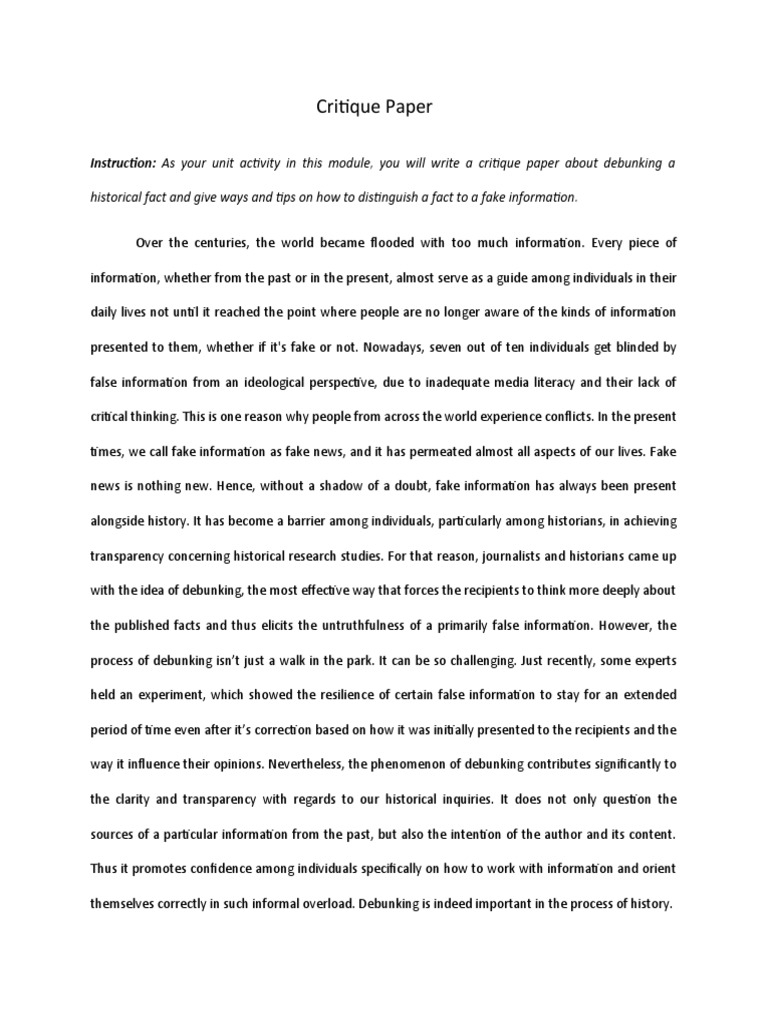 Activity 3 Critique Paper | PDF | News | Psychology