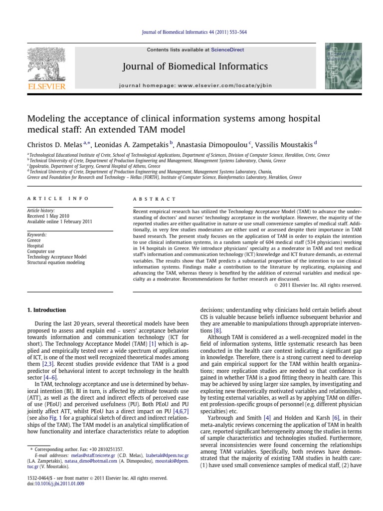 Modeling The Acceptance of Clinical Information Systems Among Hospital ...