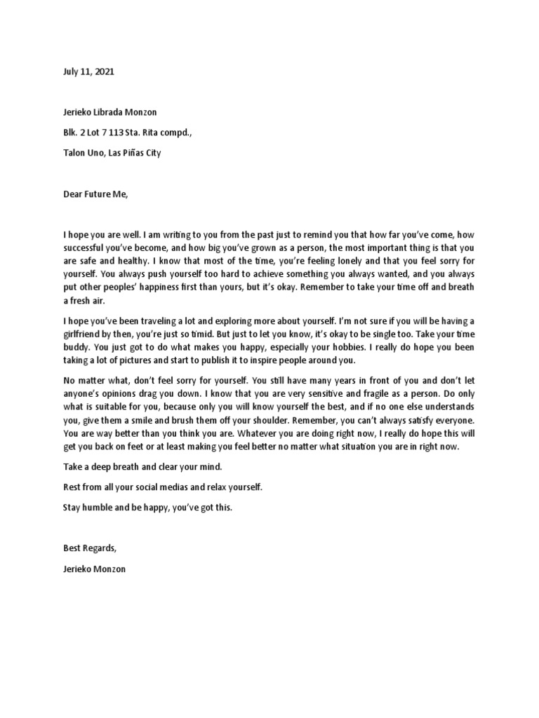 Letter To My Future Me. | PDF