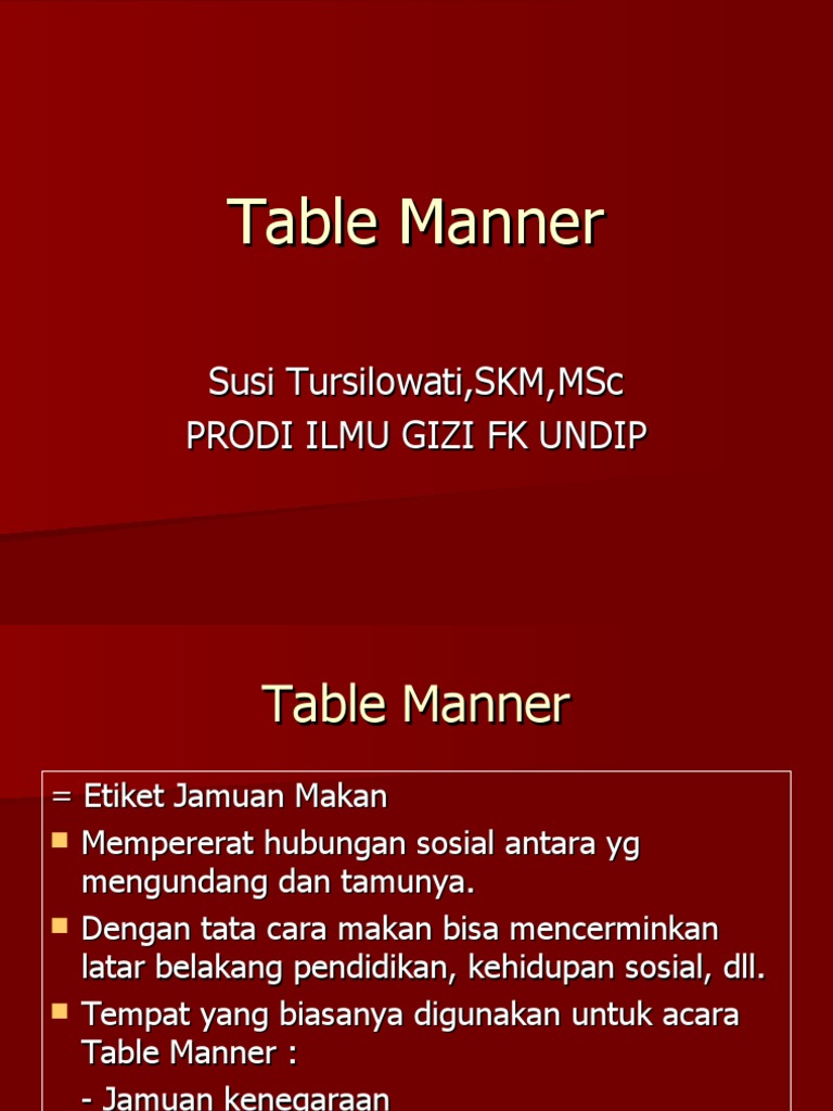 Table Manner | PDF