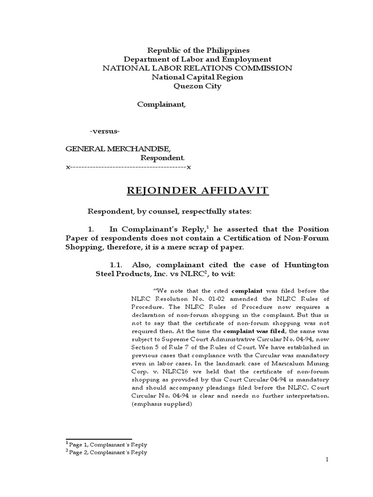Rejoinder Affidavit 2 | PDF | Pleading | Complaint