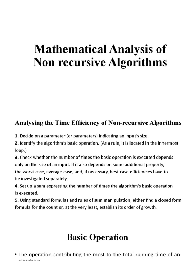 Mathematical Analysis Nonrecursive Algorithms Pdf Matrix Mathematics Algorithms