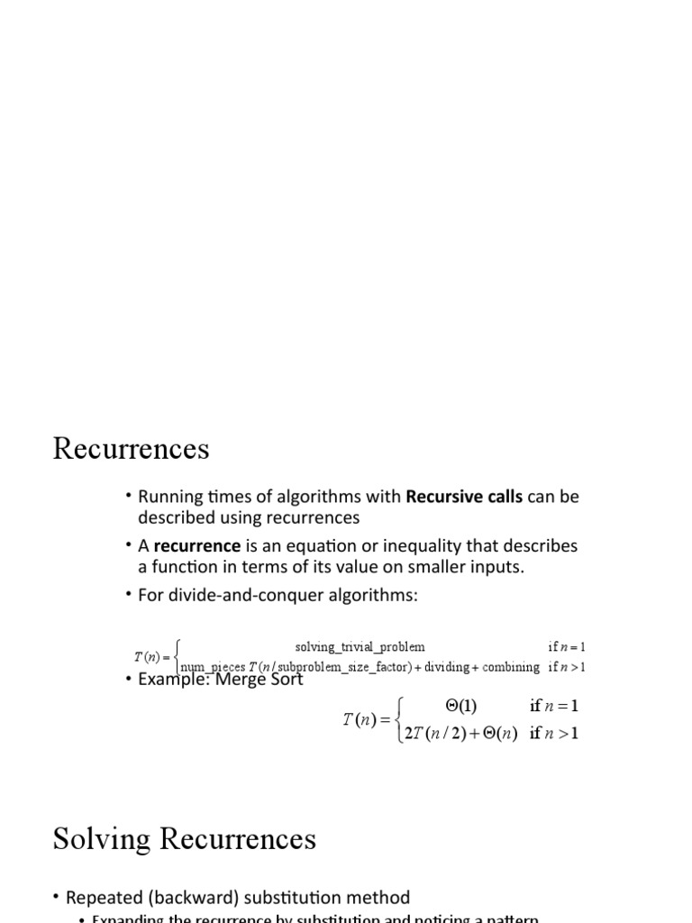 Solving Algorithm Recurrences | PDF | Analysis | Computer Science