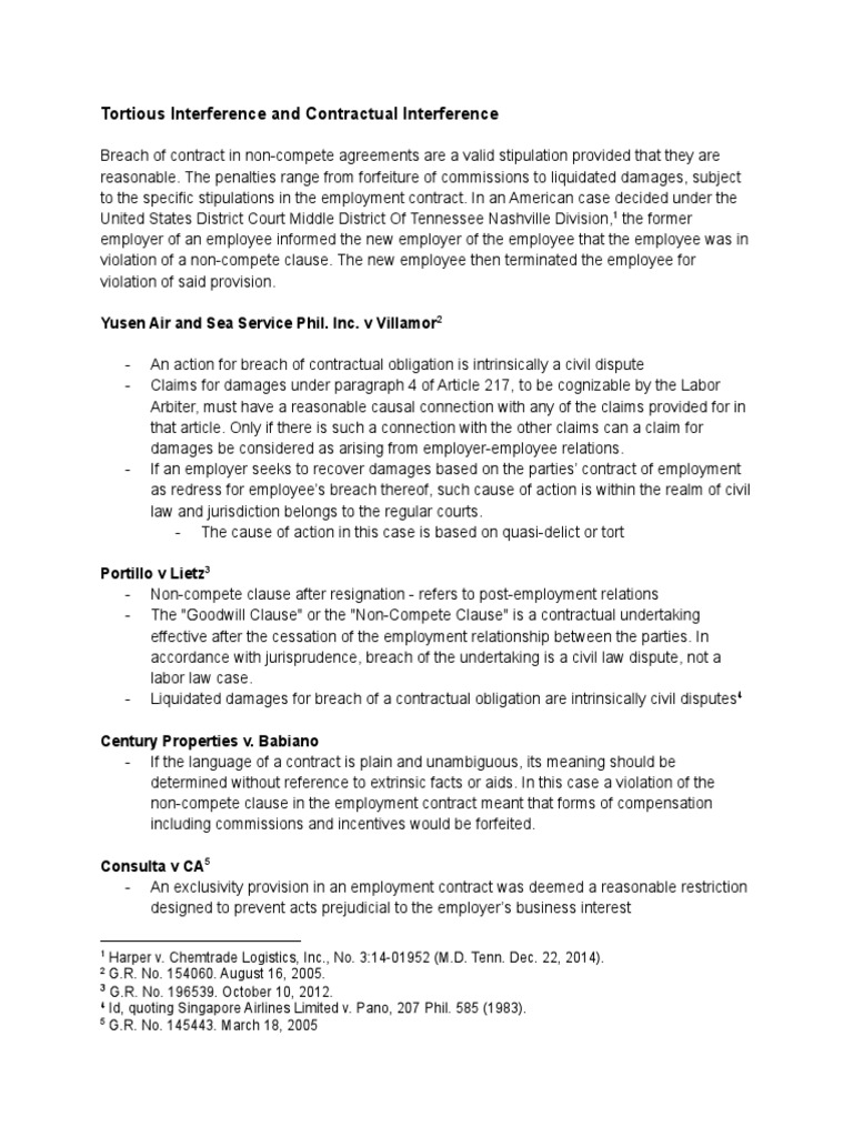 Tortious Interference and Contractual Interference: Yusen Air and Sea ...