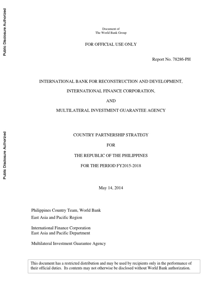 Philippines Country Partnership Strategy 2015-2018 | PDF | World Bank ...