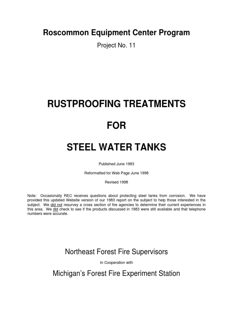 Project 11 - Rustproofing Treatments For Steel Water Tanks | PDF | Rust | Galvanization