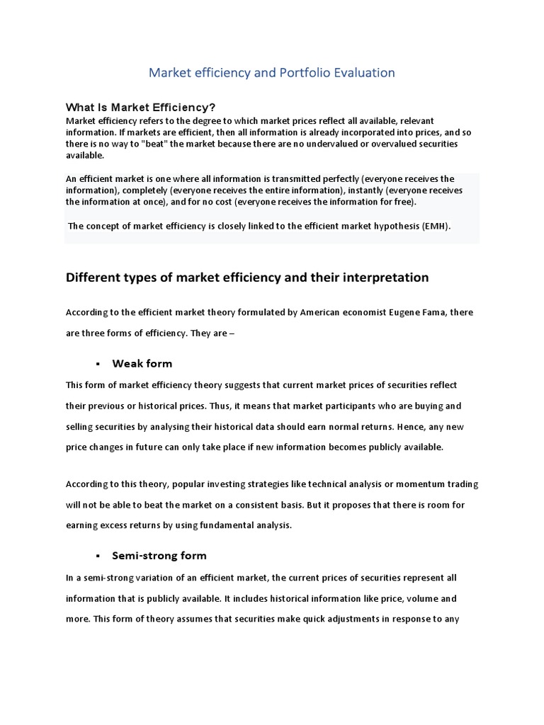 8.market Efficiency and Portfolio Evaluation | PDF | Efficient Market ...