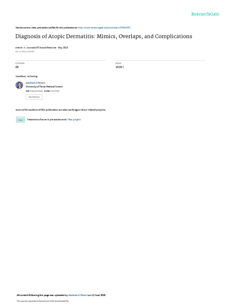 Diagnosis of Atopic Dermatitis: Mimics, Overlaps, and Complications ...