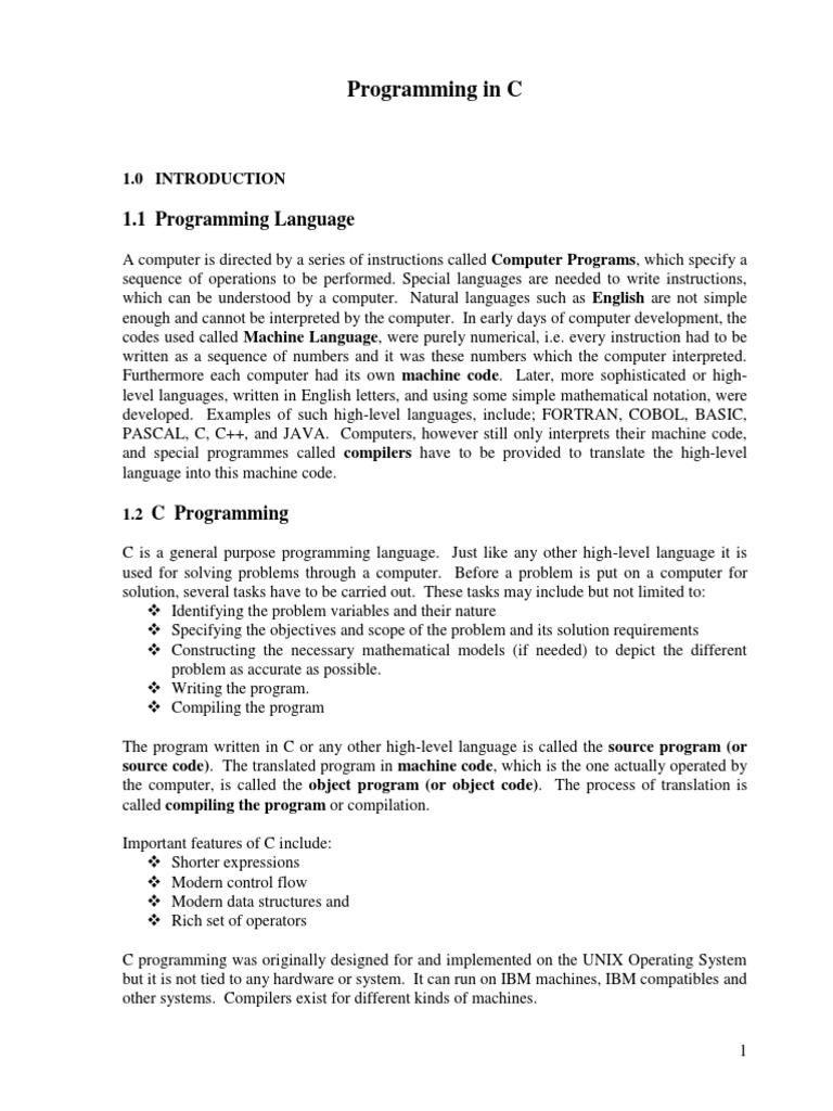C Lecture I Iv Pdf Computer Programming Parameter Computer