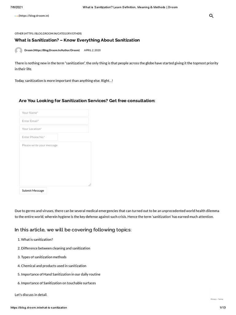 What Is Sanitization - Learn Definition, Meaning & Methods - Droom | PDF